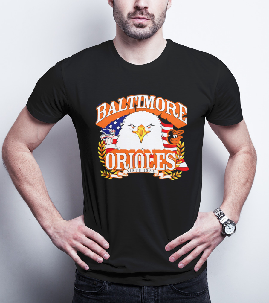 Baltimore Orioles Americana Eagle Logo With USA Flag Celebrating America's 250th Anniversary T-Shirt