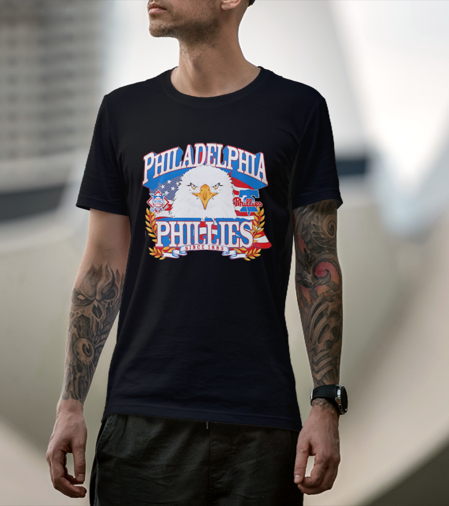Philadelphia Phillies Eagle Americana Since 1883 National League Flag T-Shirt