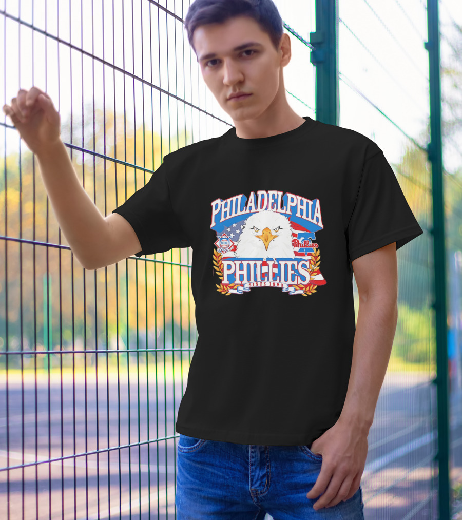 Philadelphia Phillies Eagle Americana Since 1883 National League Flag T-Shirt