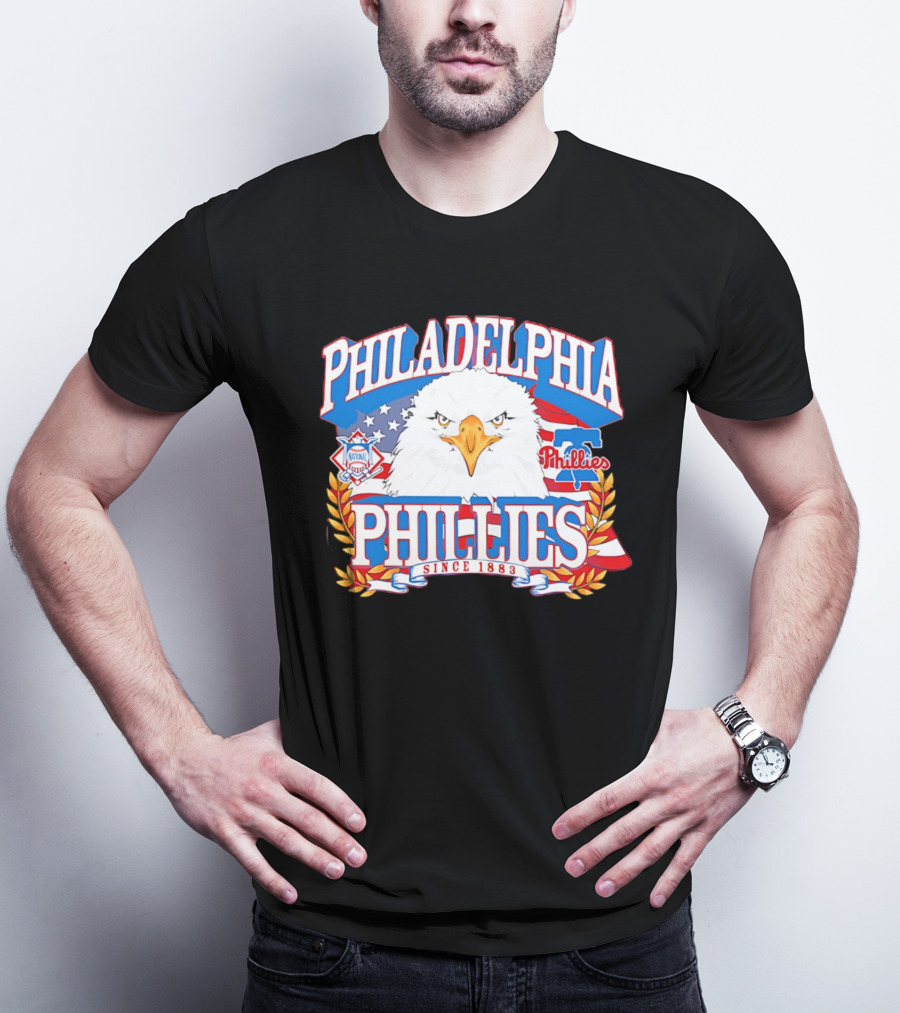 Philadelphia Phillies Eagle Americana Since 1883 National League Flag T-Shirt