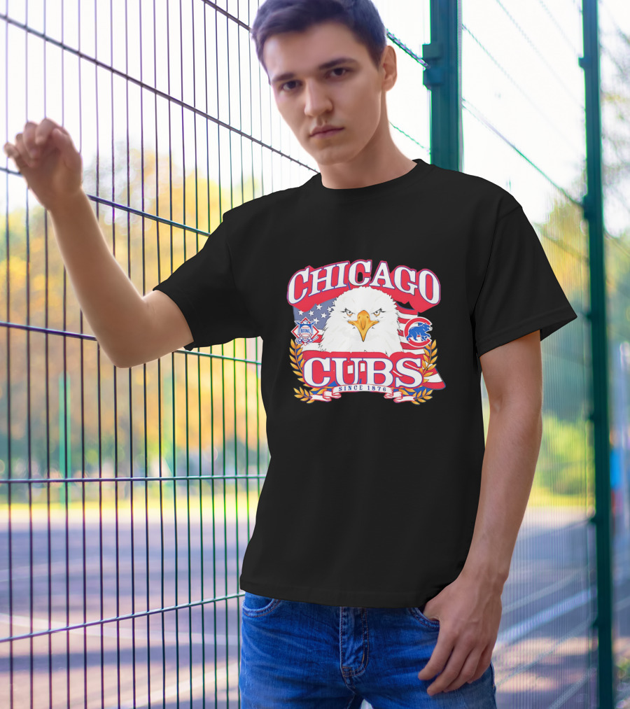 Chicago Cubs Americana Eagle Since 1876 National League Baseball Stars And Stripes 250th Celebration T-Shirt