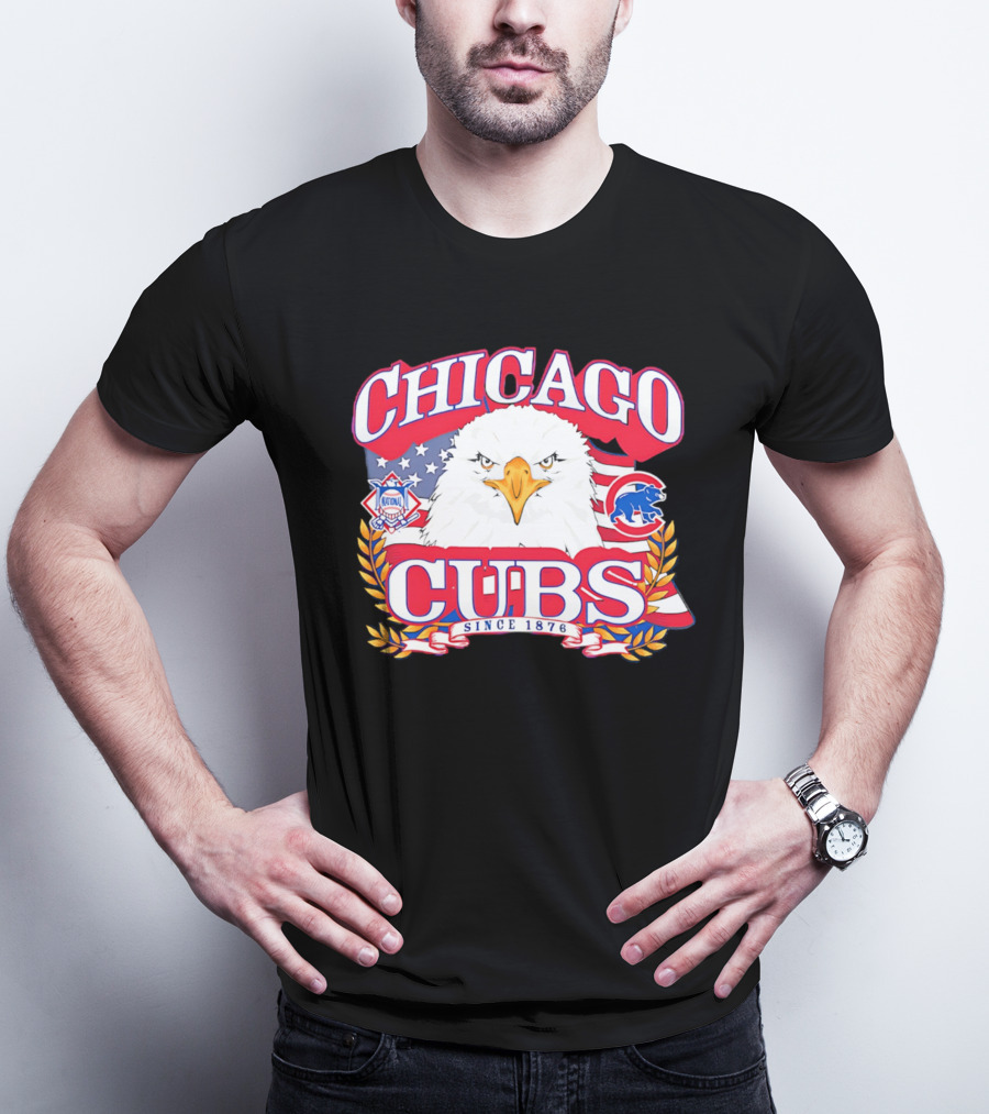Chicago Cubs Americana Eagle Since 1876 National League Baseball Stars And Stripes 250th Celebration T-Shirt