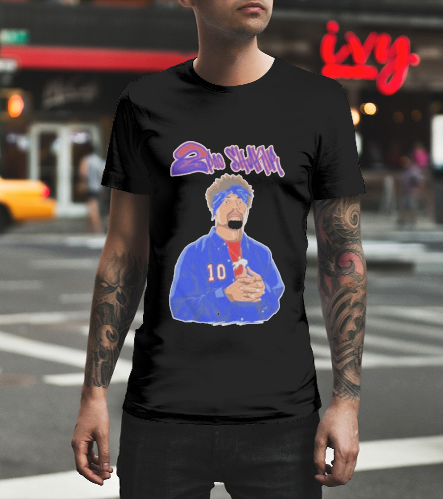 2Pac Shakir Sports Roundtable 10 Blue Bandana T-Shirt