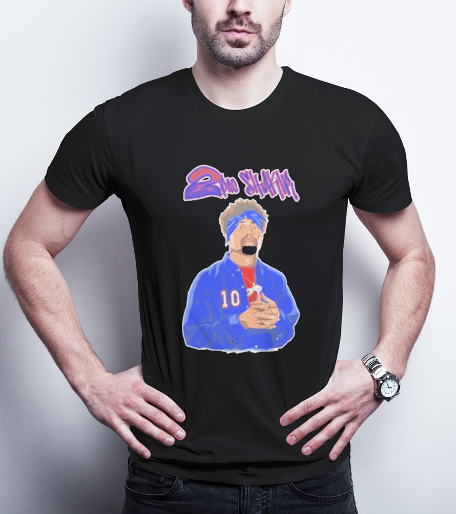 2Pac Shakir Sports Roundtable 10 Blue Bandana T-Shirt