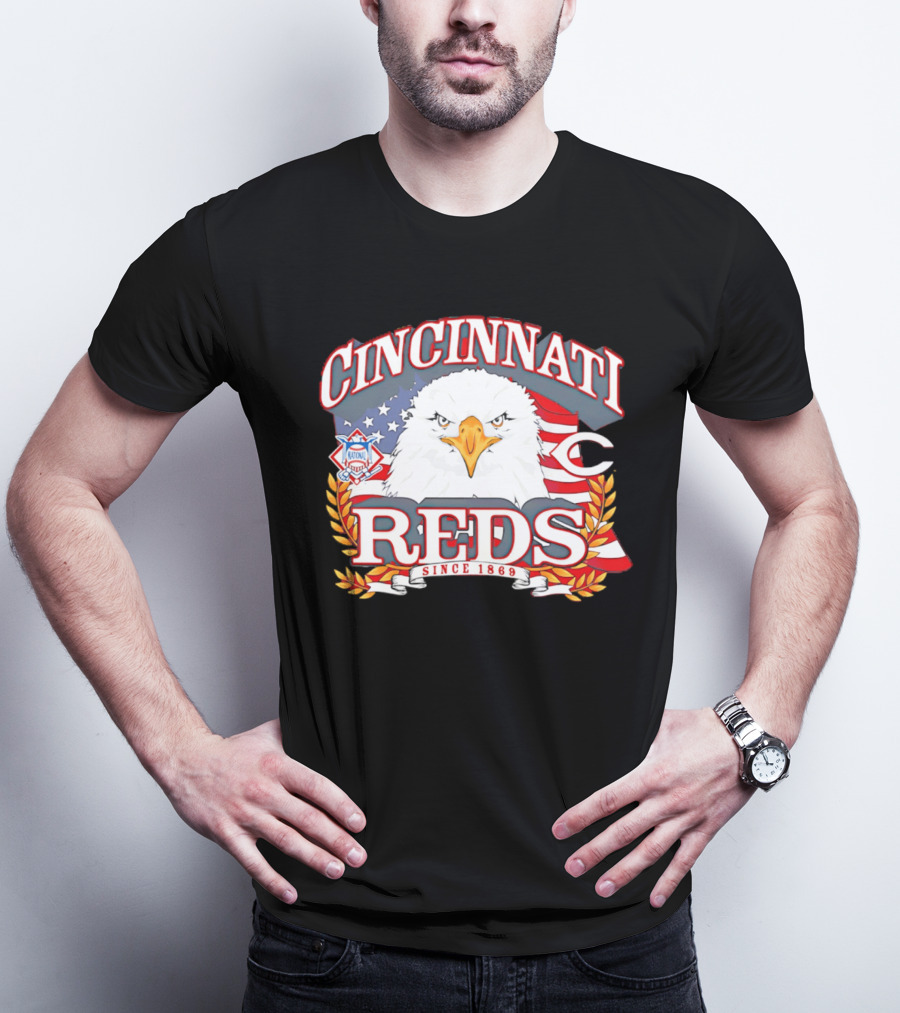 Cincinnati Reds National League Eagle American Flag Since 1869 T-Shirt