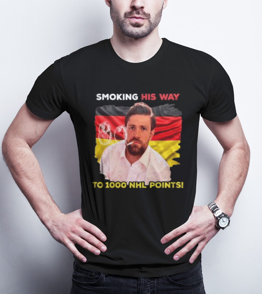 Smoking His Way To 1000 NHL Points Leon Draisaitl Edmonton Oilers T-Shirt