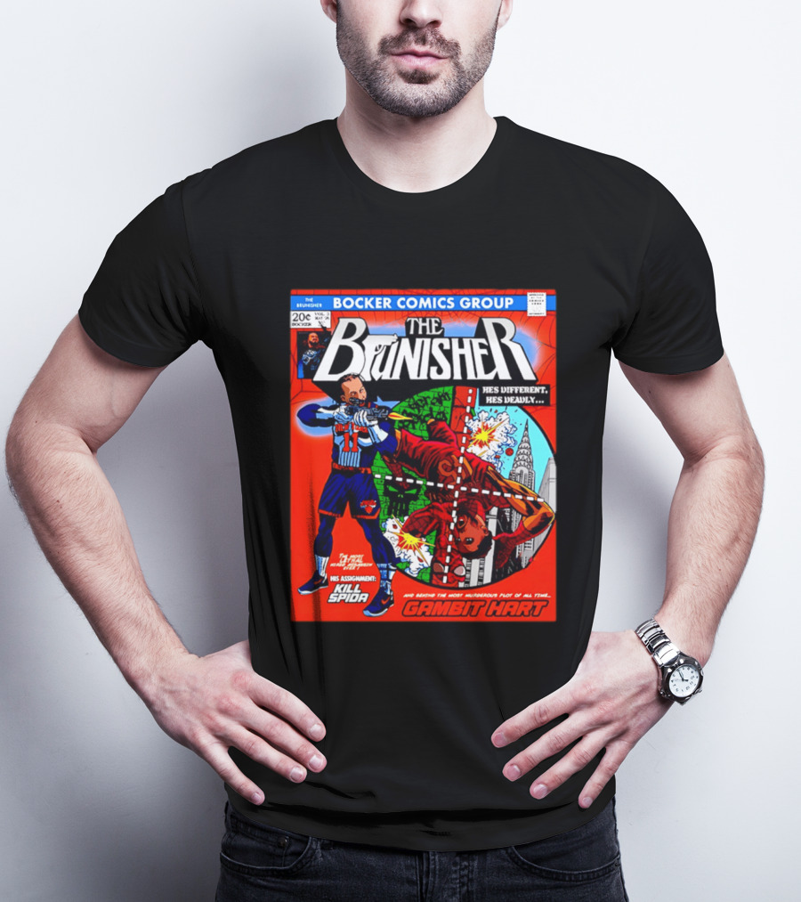 Bocker Comics Group The Brunisher He's Different He's Deadly Kill Spida Gambit Hart T-Shirt