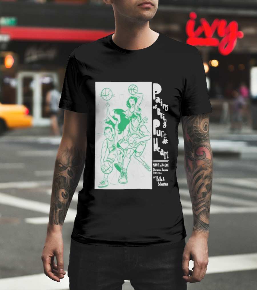 Pains Of Being Pure At Heart Boston May 19 Paradise Touring Company With Helki Silkscreen Basketball T-Shirt