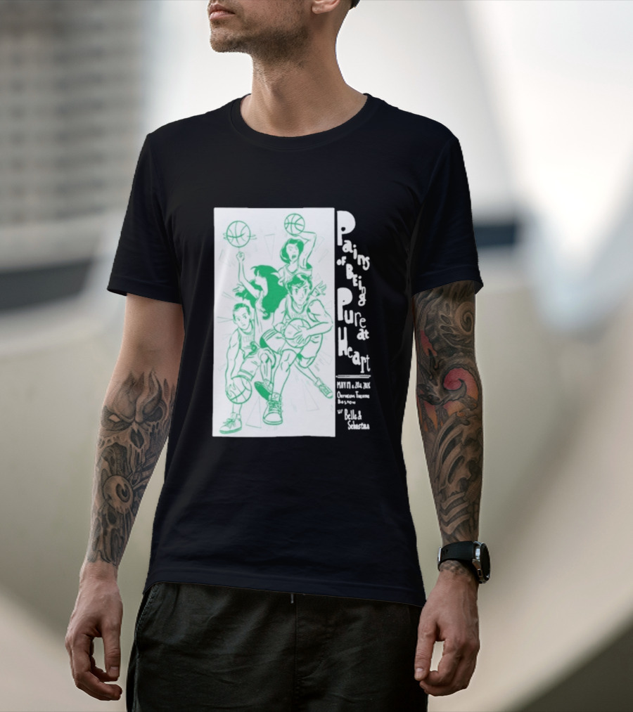 Pains Of Being Pure At Heart Boston May 19 Paradise Touring Company With Helki Silkscreen Basketball T-Shirt
