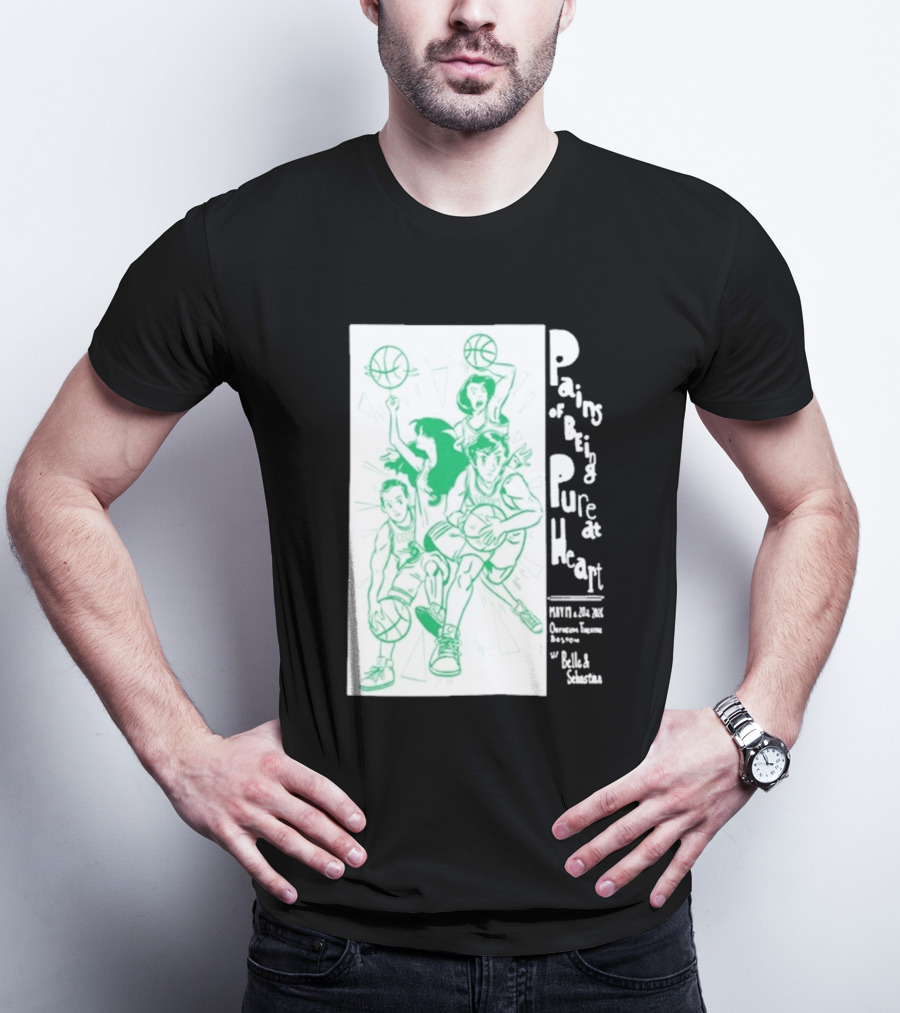 Pains Of Being Pure At Heart Boston May 19 Paradise Touring Company With Helki Silkscreen Basketball T-Shirt