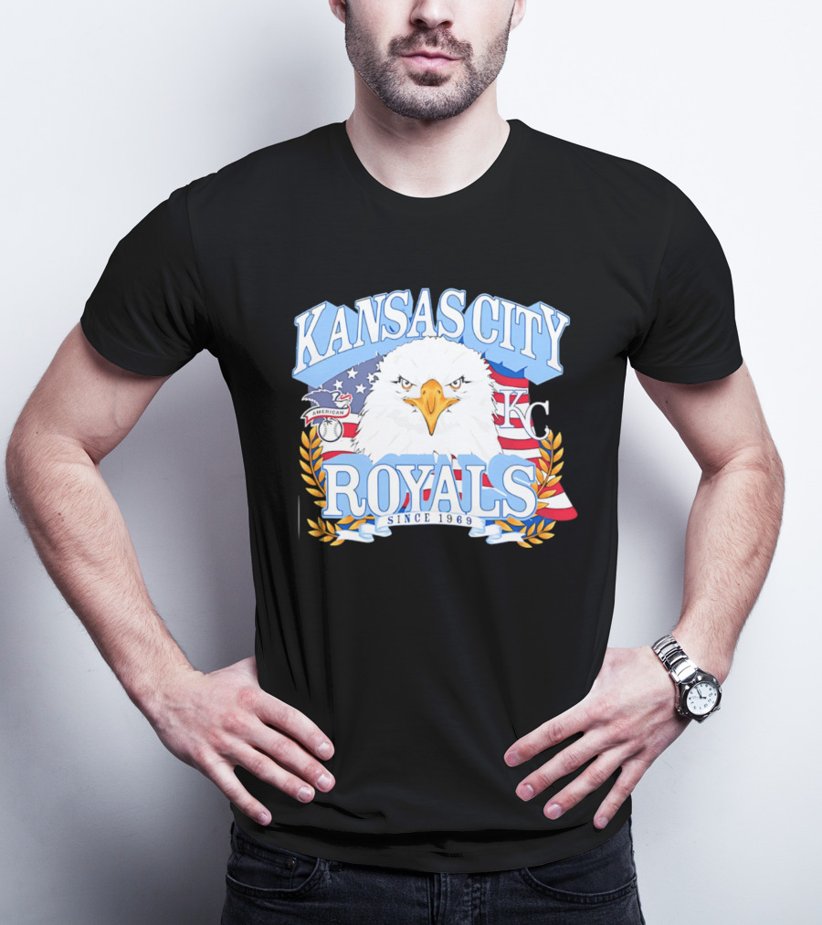 Kansas City Royals Eagle With American Flag Patriotic KC T-Shirt
