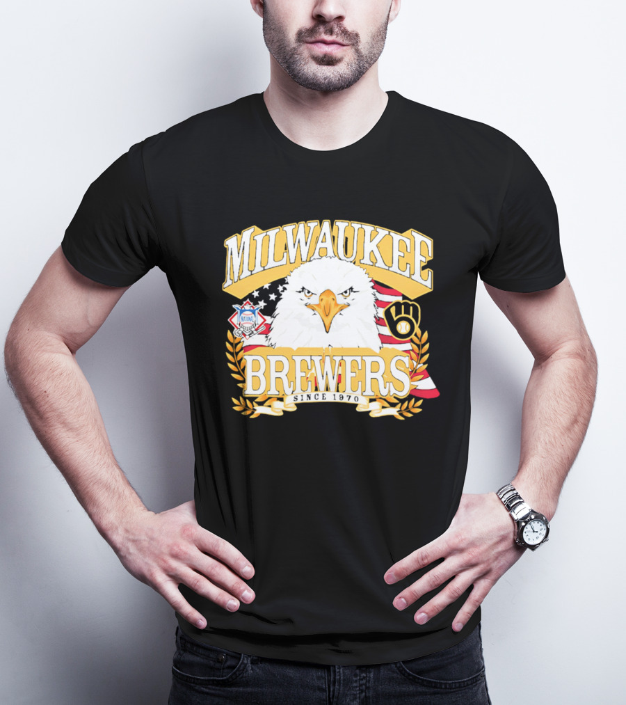 Milwaukee Brewers Eagle American Flag 250th Celebration T-Shirt
