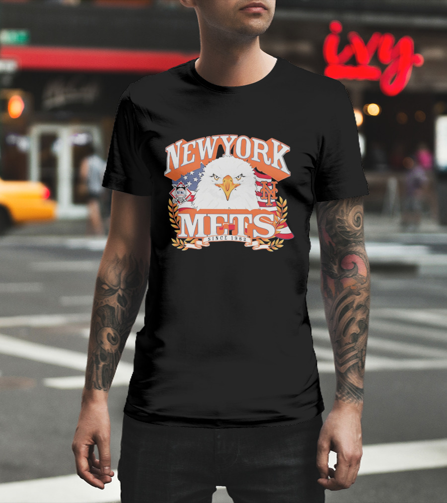 New York Mets Americana Eagle Celebrating National League And Stars Stripes T-Shirt