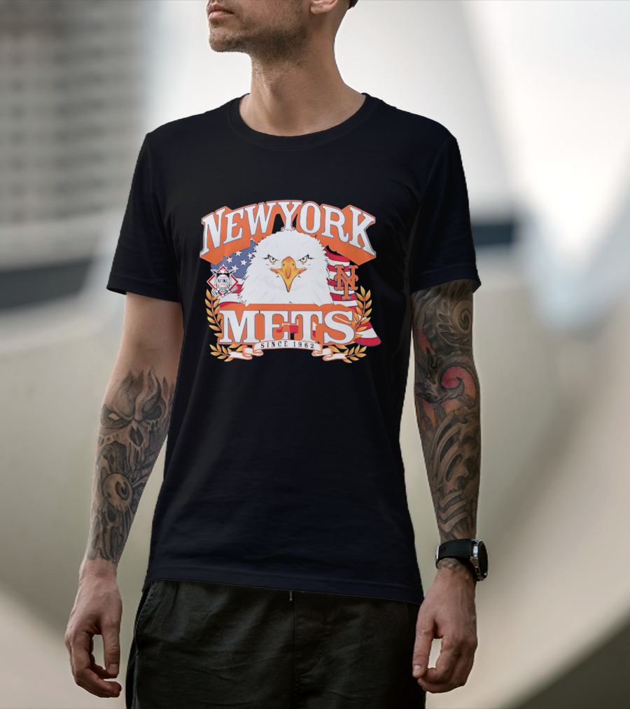 New York Mets Americana Eagle Celebrating National League And Stars Stripes T-Shirt