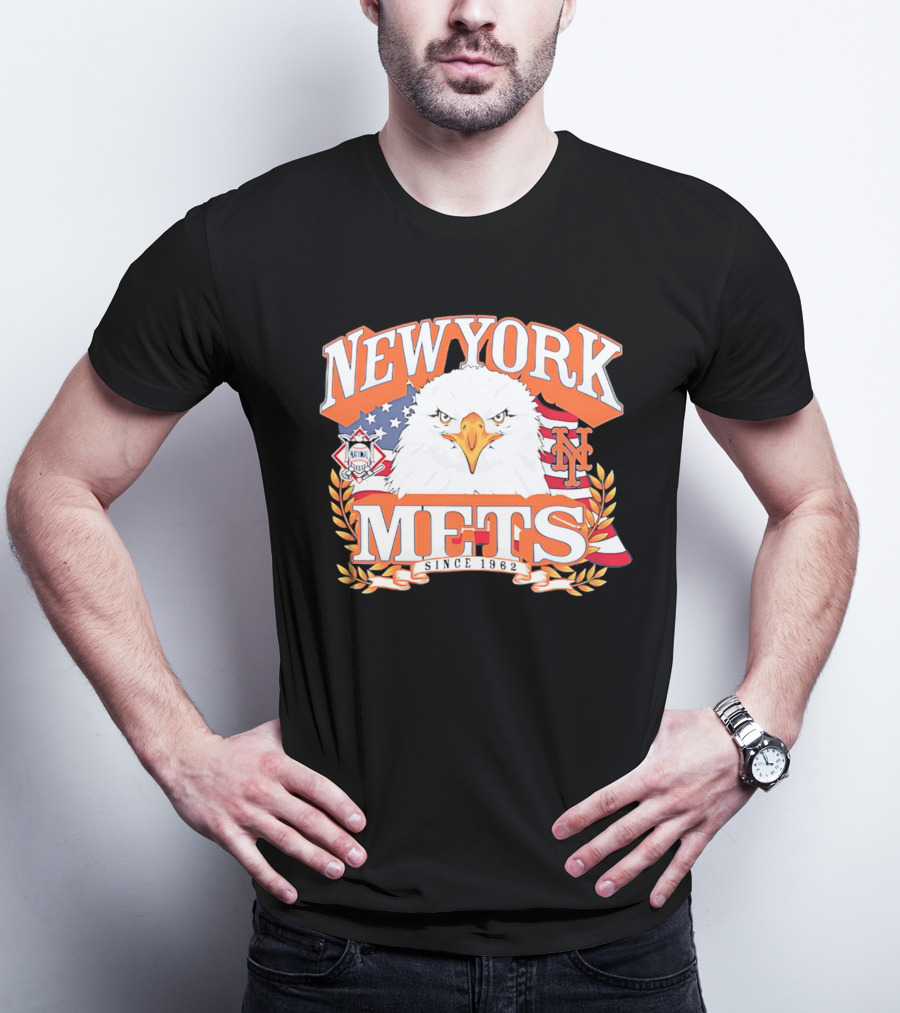 New York Mets Americana Eagle Celebrating National League And Stars Stripes T-Shirt