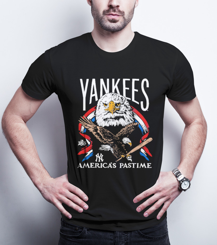 Yankees America's Pastime Eagle Baseball Bat Tri Blend T-Shirt