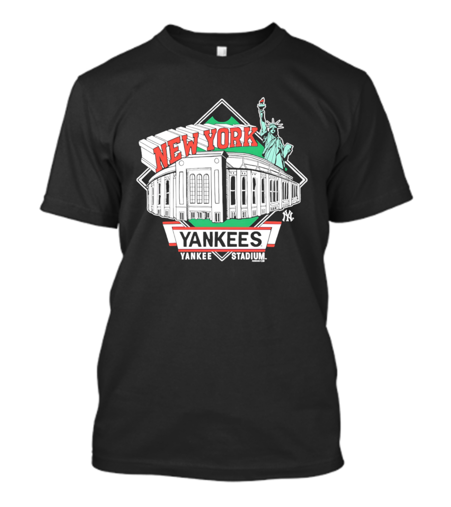 New York Yankees Yankee Stadium Facade Statue Of Liberty T-Shirt