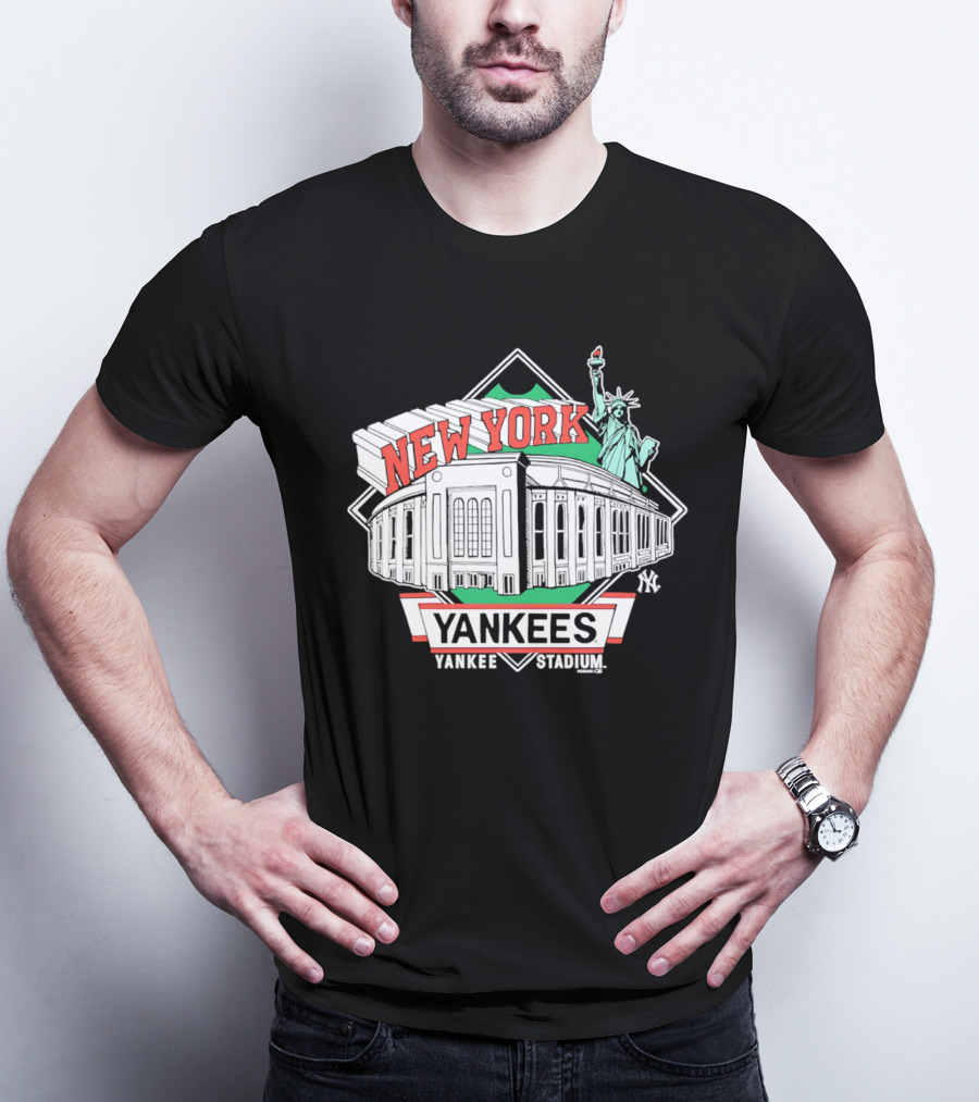 New York Yankees Yankee Stadium Facade Statue Of Liberty T-Shirt