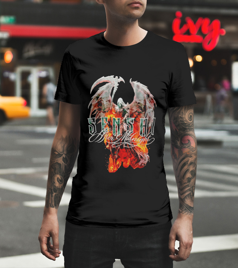 Senshi After Midnight Flaming Grim Reaper Wings T-Shirt