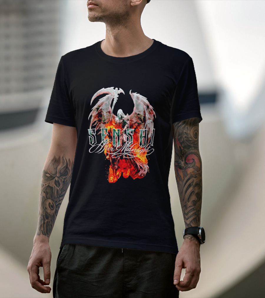Senshi After Midnight Flaming Grim Reaper Wings T-Shirt