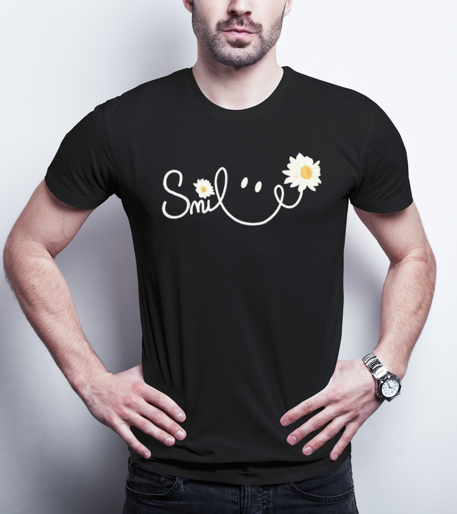 Smile Daisy Flower Icon With Happy Face T-Shirt