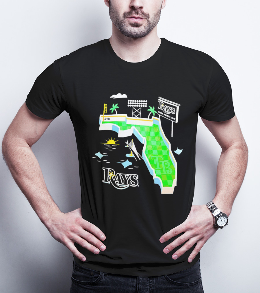 Tampa Bay Rays Florida Map TB Stadium Palms And Sunshine T-Shirt