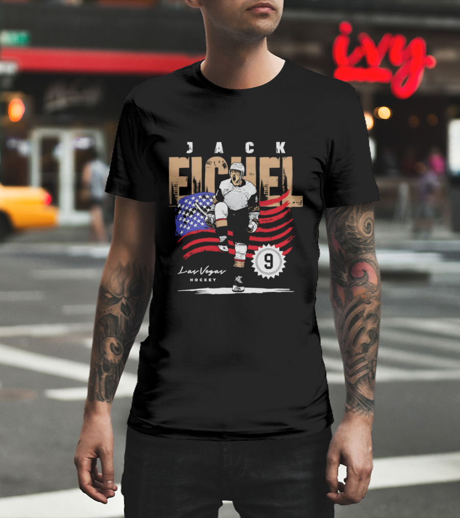 Jack Eichel 9 USA Flag Las Vegas Hockey 2026 T-Shirt