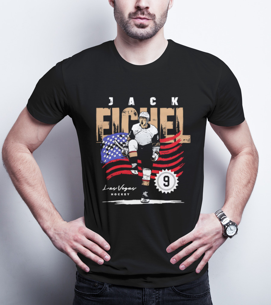 Jack Eichel 9 USA Flag Las Vegas Hockey 2026 T-Shirt