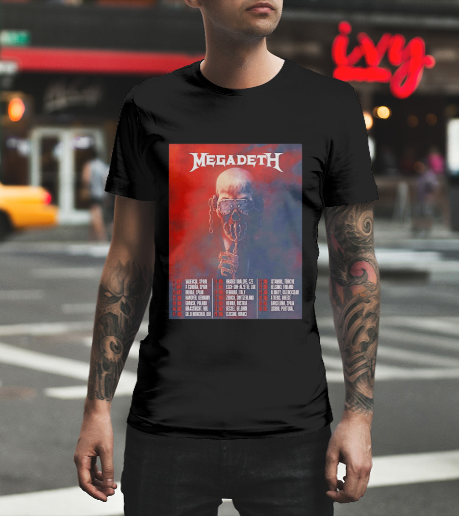 Megadeth 2026 Farewell Tour Europe Dates And Venues T-Shirt