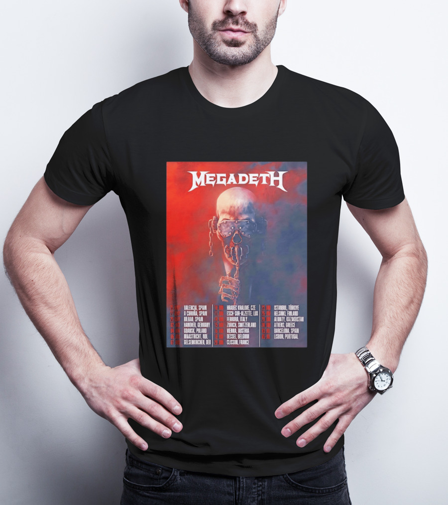 Megadeth 2026 Farewell Tour Europe Dates And Venues T-Shirt