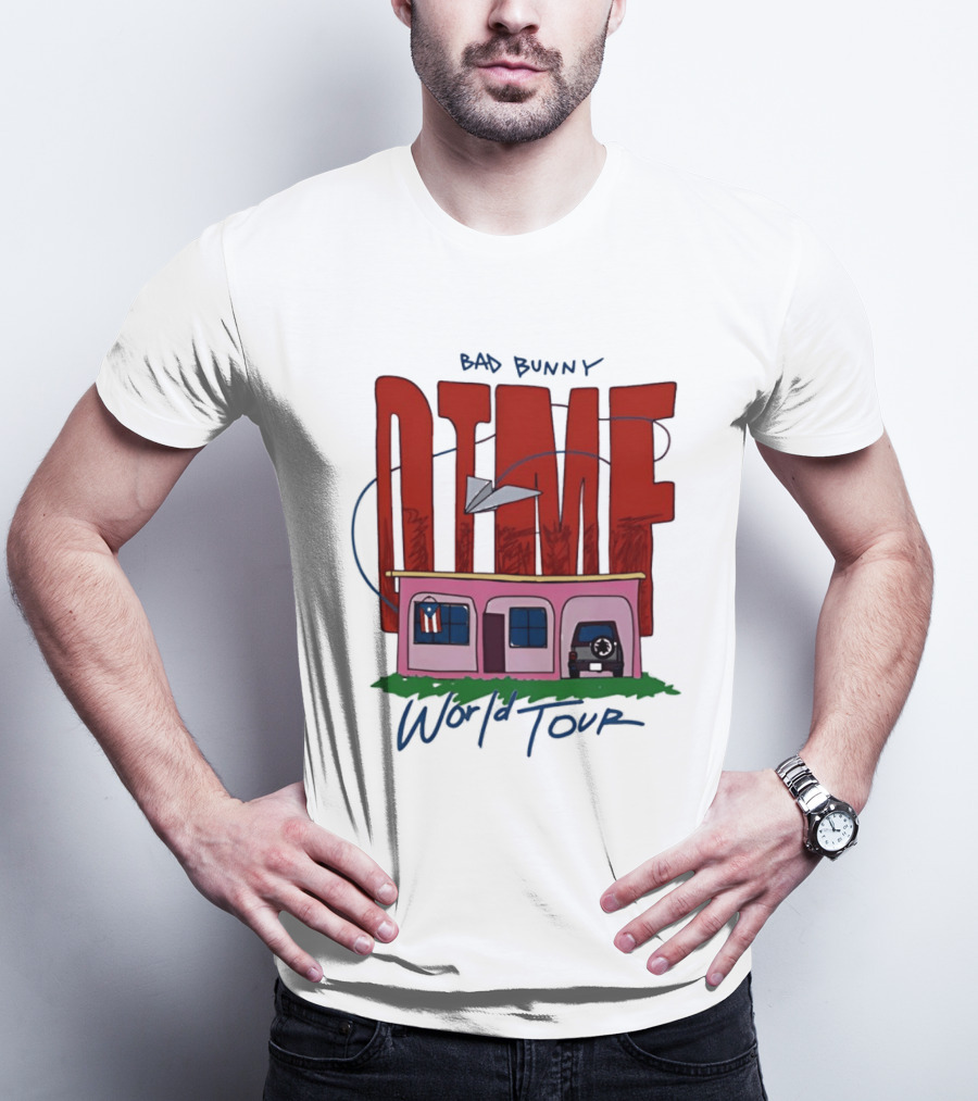 Bad Bunny Dtmf World Tour 2026 Paper Airplane Pink House Jeep T-Shirt