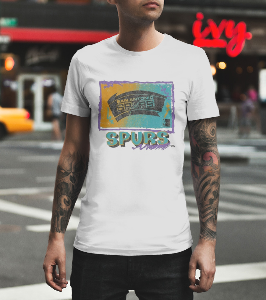 San Antonio Spurs White Surf Foundation Retro Colorful NBA T-Shirt