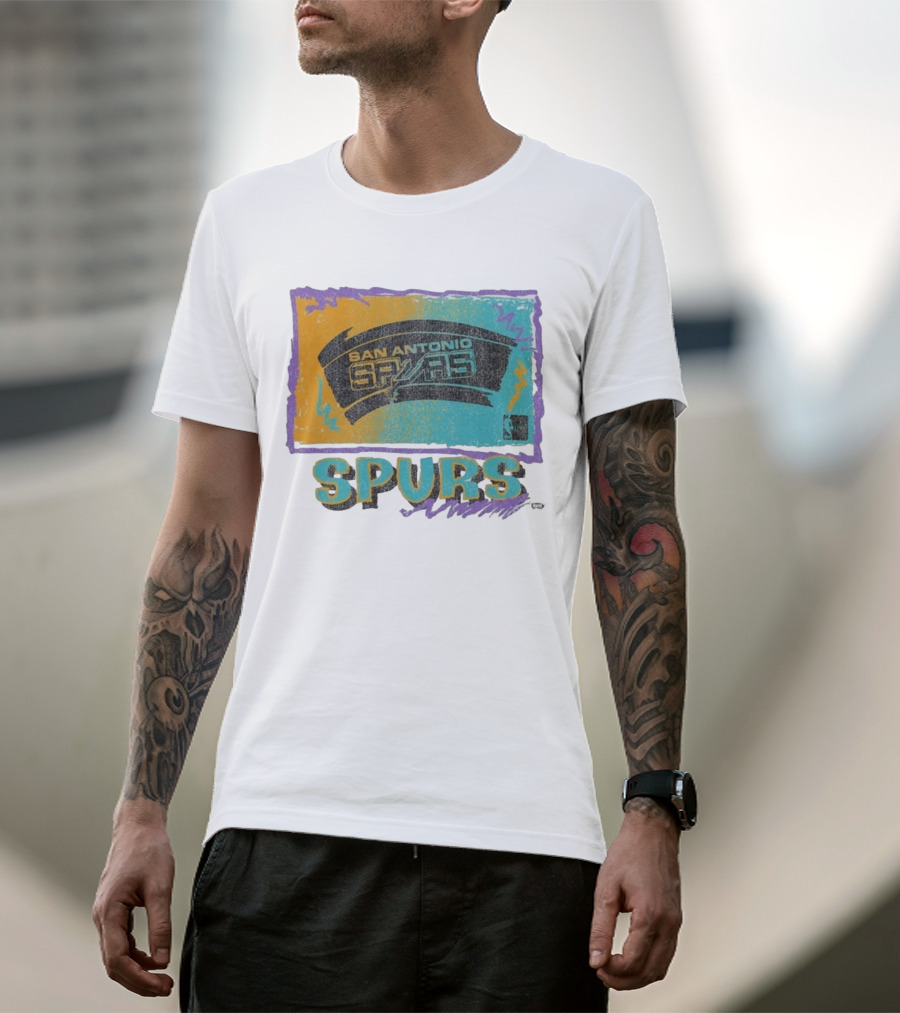 San Antonio Spurs White Surf Foundation Retro Colorful NBA T-Shirt