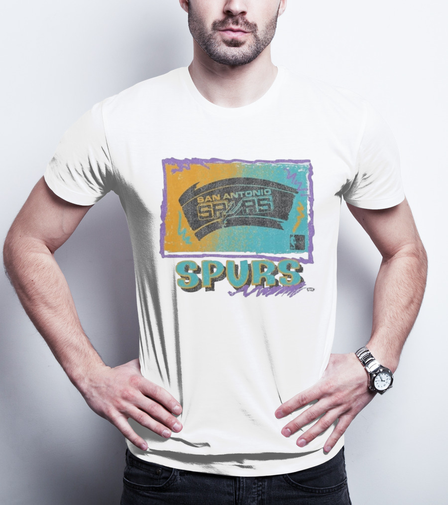 San Antonio Spurs White Surf Foundation Retro Colorful NBA T-Shirt