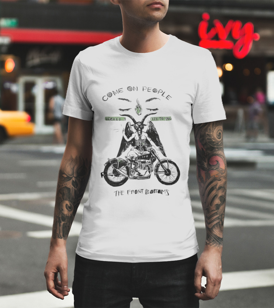 The Front Bottoms Come On People Would I Lie To You Motorcycle Baphomet T-Shirt