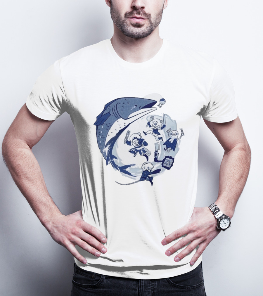 NieR Automata 2B Fishing Cooking Game Characters Wave T-Shirt