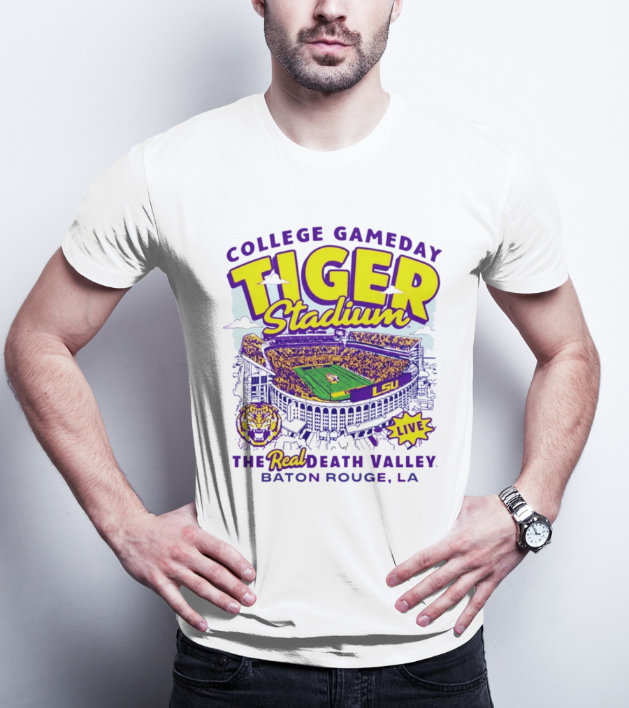 College GameDay Tiger Stadium LSU The Real Death Valley Baton Rouge LA T-Shirt