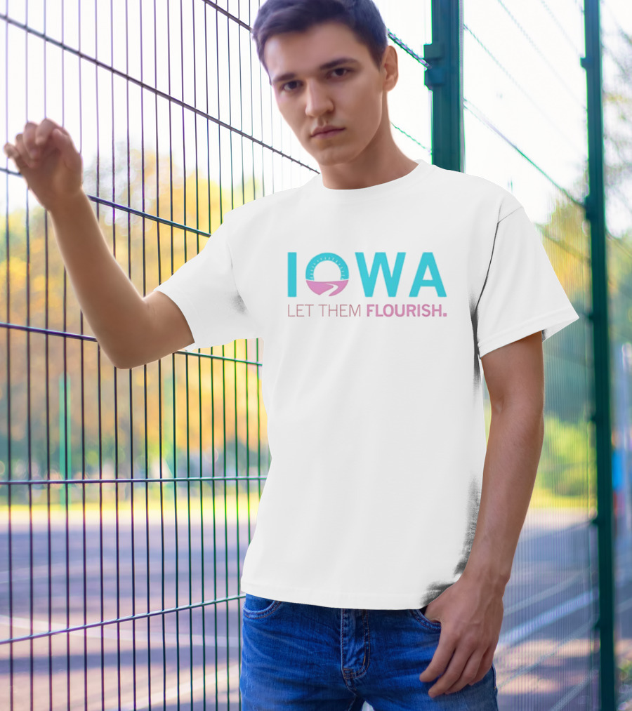 Iowa Let Them Flourish Pink Blue Circular Arrow T-Shirt