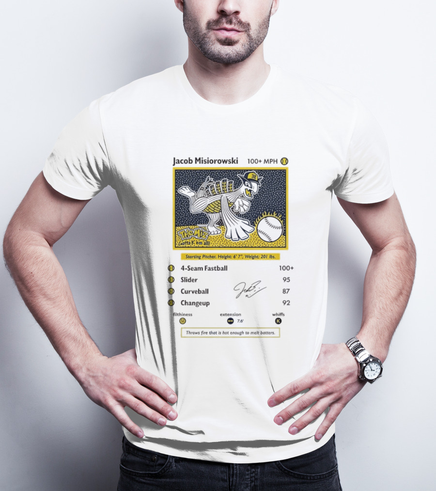 Jacob Misiorowski Milwaukee Brewers The Miz 100+ MPH Fastball Card T-Shirt