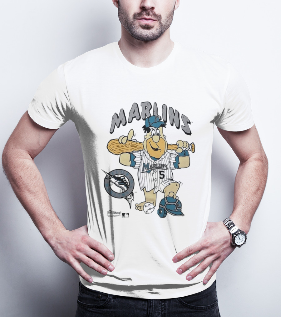 Miami Marlins Fred Flintstone Baseball 1994 T-Shirt