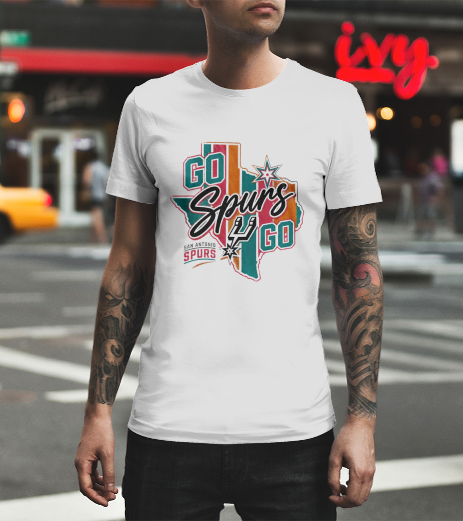 San Antonio Spurs Go Spurs Go Texas Outline NBA Team Spirit T-Shirt