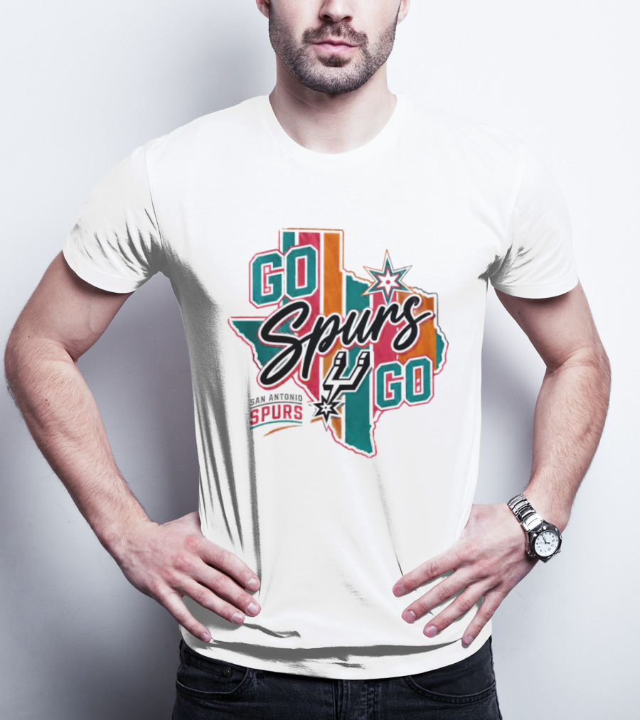 San Antonio Spurs Go Spurs Go Texas Outline NBA Team Spirit T-Shirt