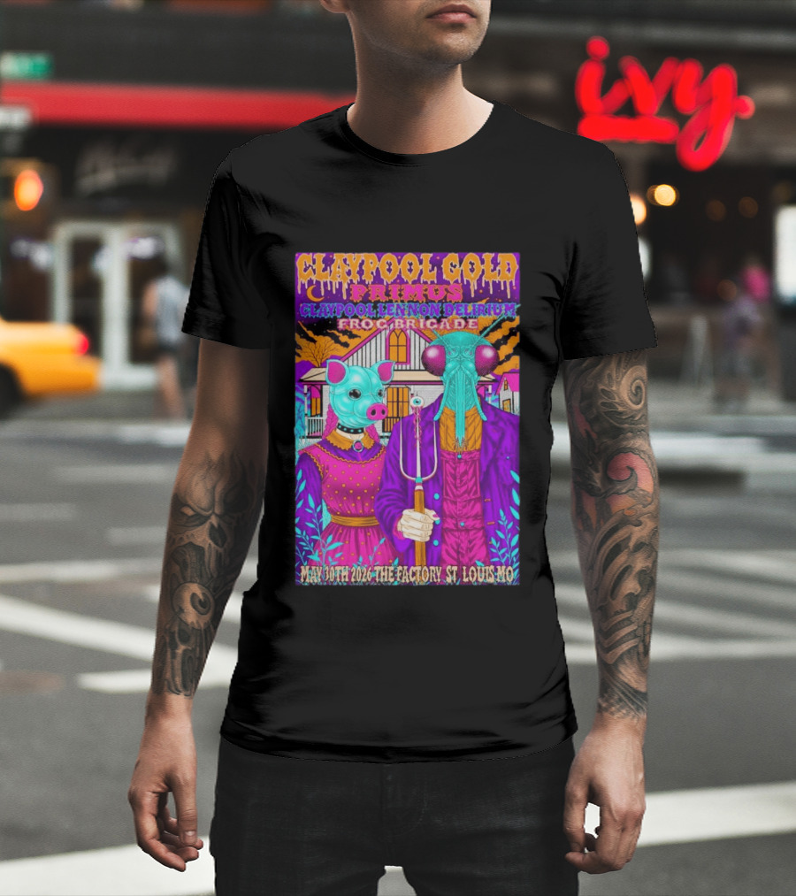 Claypool Gold Primus Lennon Delirium Frog Brigade Concert May 30th 2026 St Louis Mo T-Shirt
