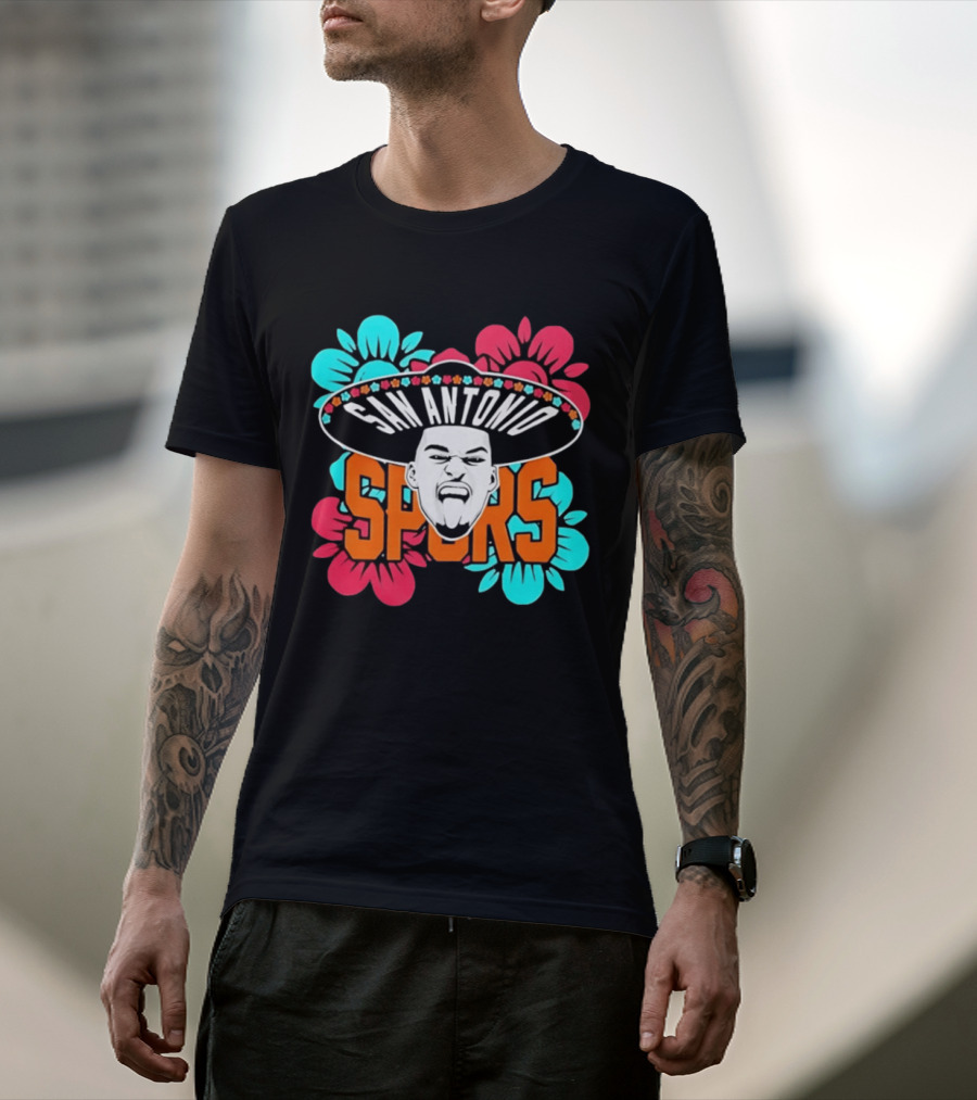 San Antonio Spurs Dejounte Murray Floral Sombrero T-Shirt