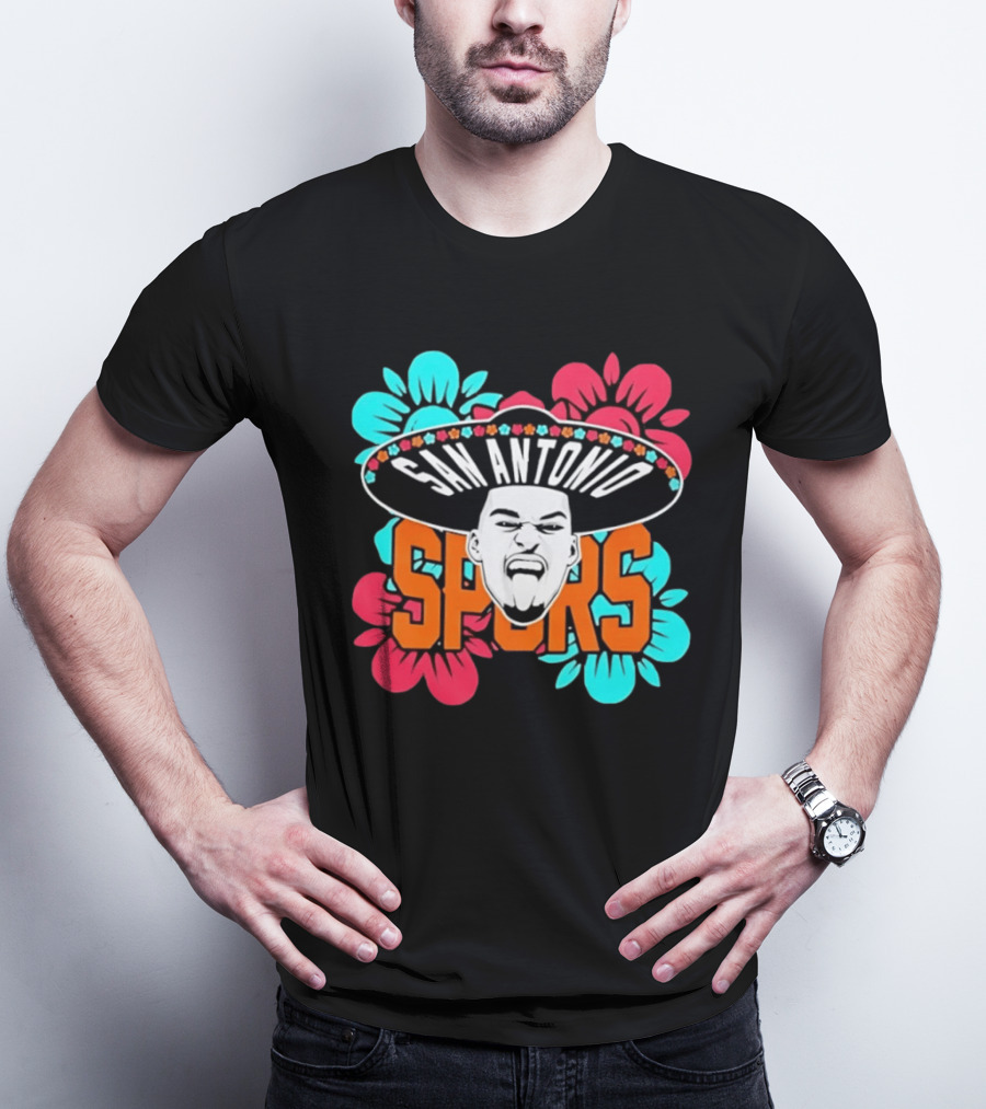 San Antonio Spurs Dejounte Murray Floral Sombrero T-Shirt