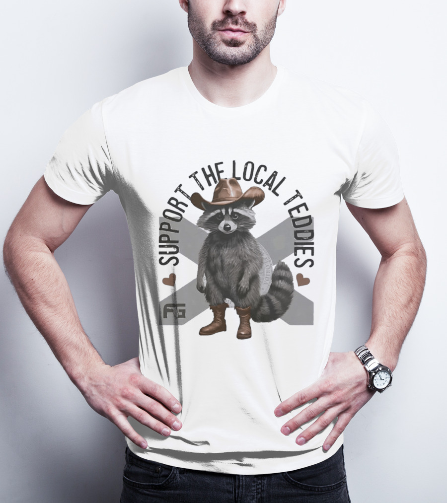 Raccoon Cowboy Support The Local Teddies T-Shirt