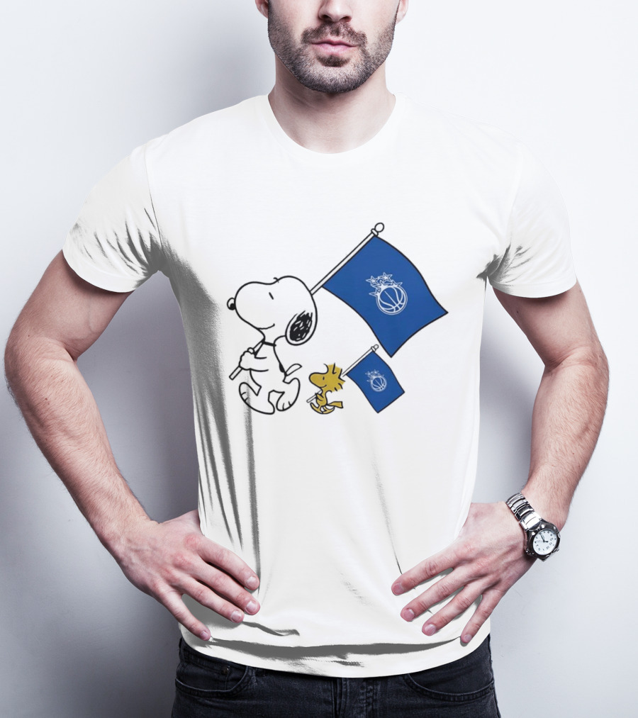 Snoopy And Woodstock Orlando Magic Team Flags Support T-Shirt