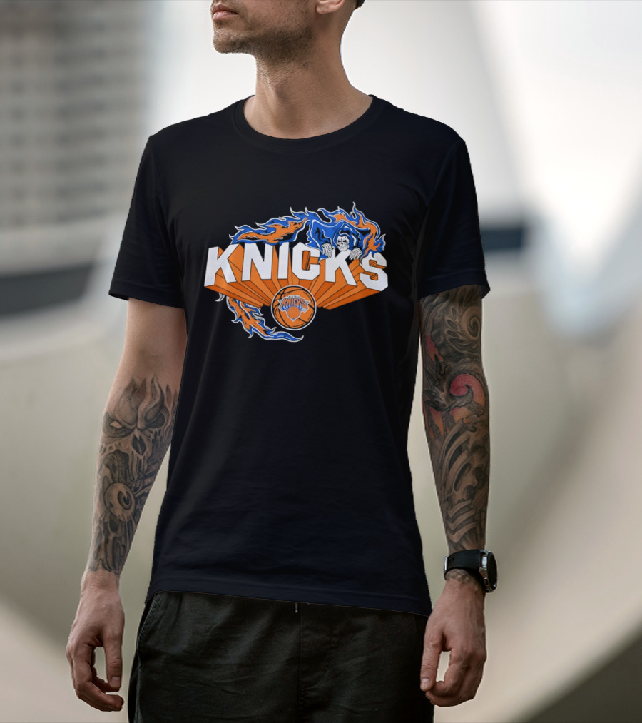 Knicks Basketball Team Flame Graphic New York Knicks NBA T-Shirt