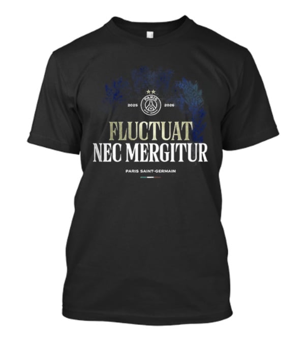 Paris Saint Germain 2025 2026 Fluctuat Nec Mergitur Badge Blue Brushstroke T-Shirt