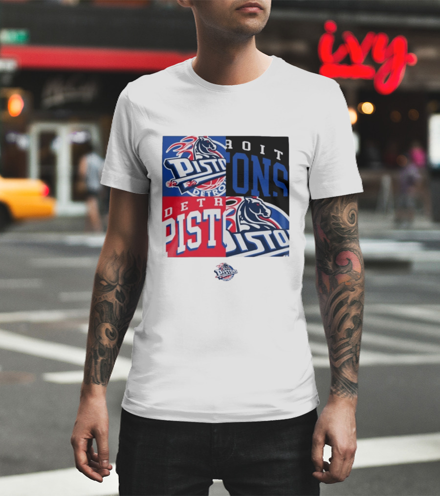 Detroit Pistons New Era Block PISTONS DETROIT Basketball T-Shirt